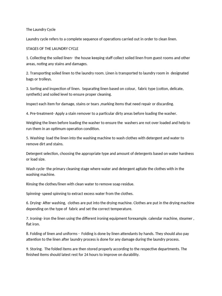 The Laundry Cycle | PDF | Laundry | Washing Machine