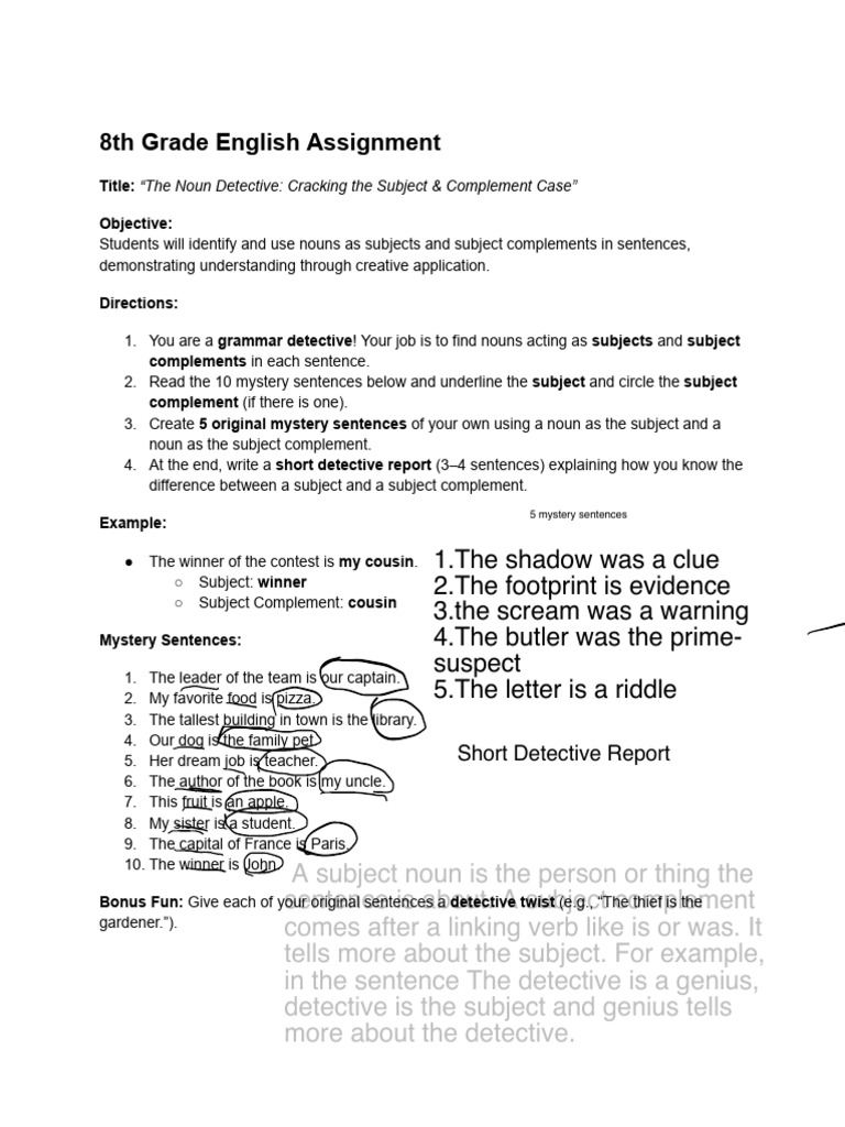 Edited - The Noun Detective | PDF | Subject (Grammar) | Syntax