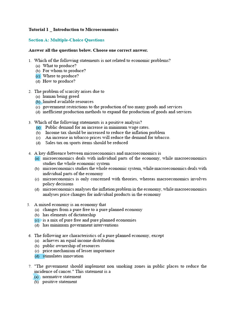 Microeconomics Quiz and Concepts Guide | PDF | Economics | Macroeconomics