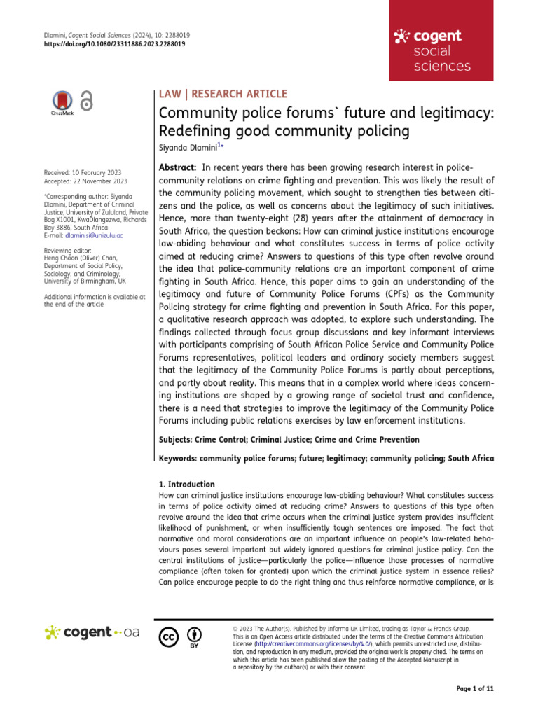 Community Police Forums Future and Legitimacy Rede | PDF | Justice ...