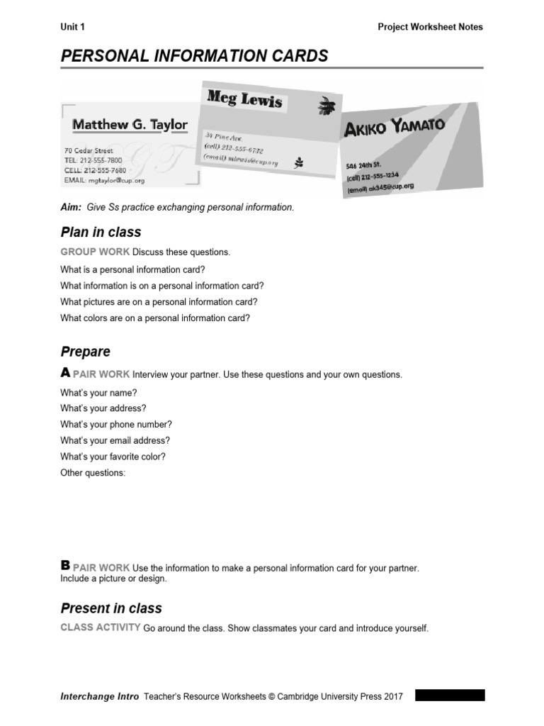 A1 Unit 1 Project 1 | PDF