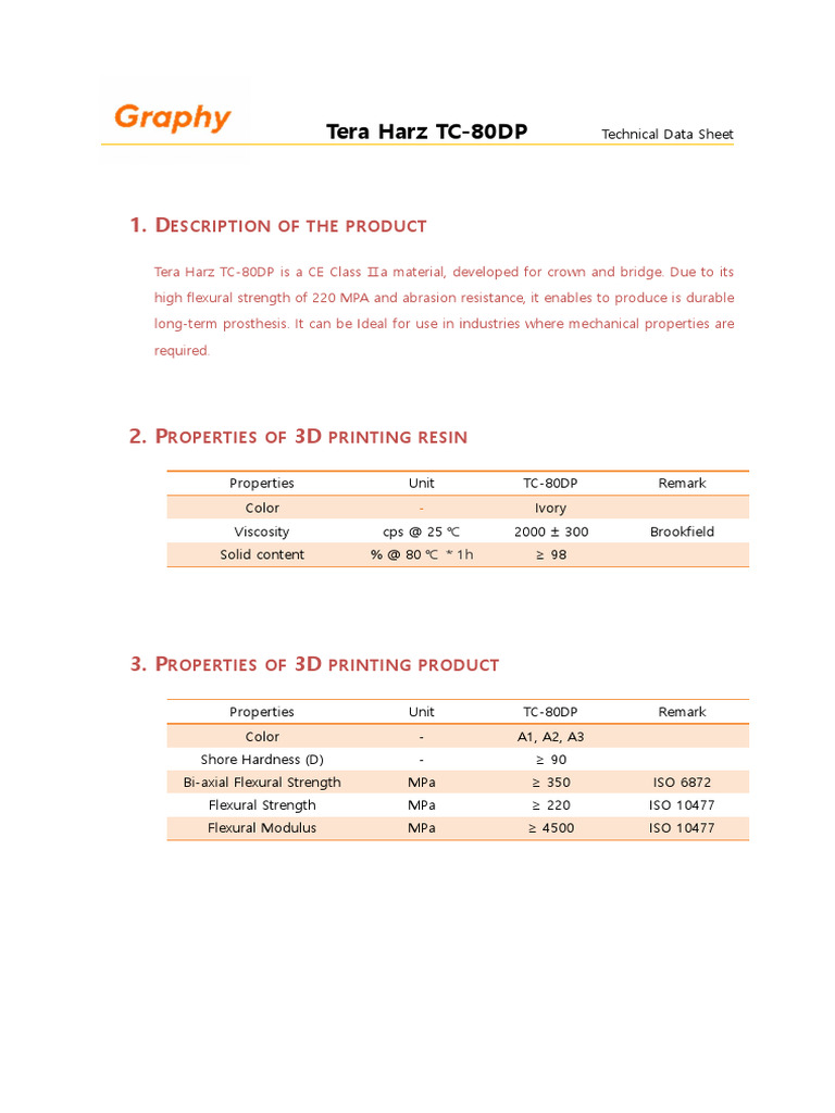 Tera Harz TC-80DP Technical Data Sheet | PDF | Physical Sciences