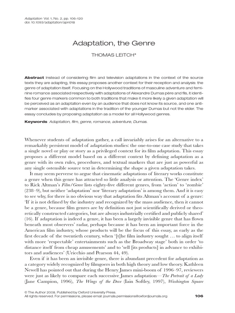 Understanding Adaptation as a Genre | PDF | Jane Austen