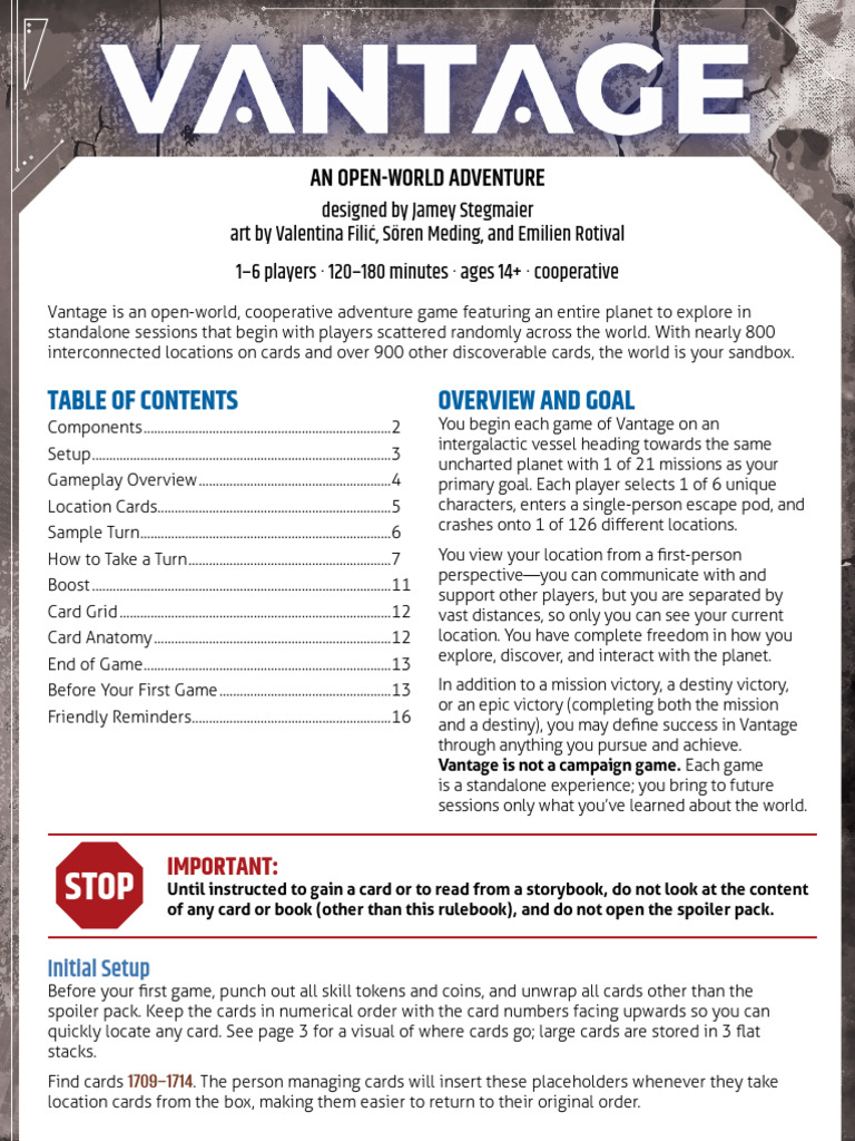 Vantage Board Game Rulebook Overview | PDF | Dice | Tabletop Games
