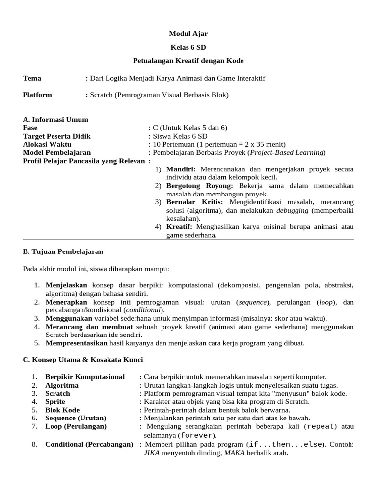 Modul Ajar COding | PDF