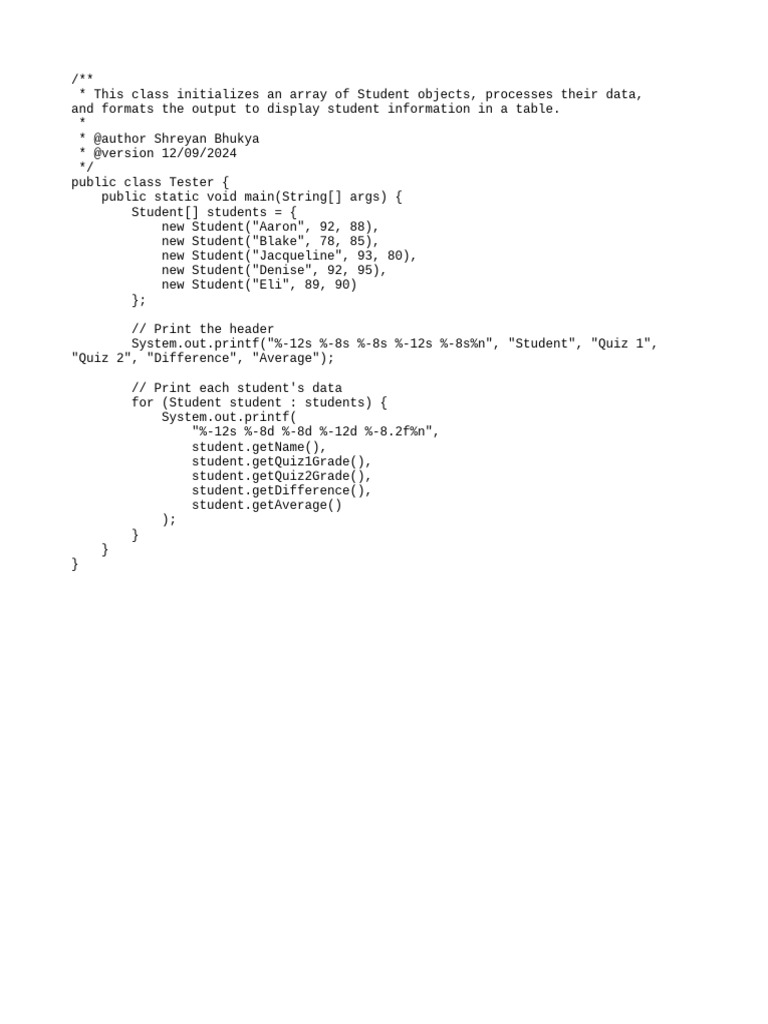 Student Data Processing and Display | PDF