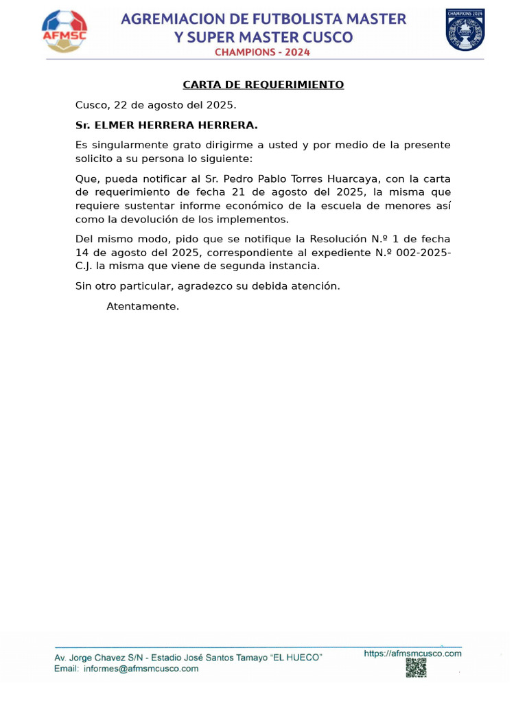 Carta Requerimiento | PDF