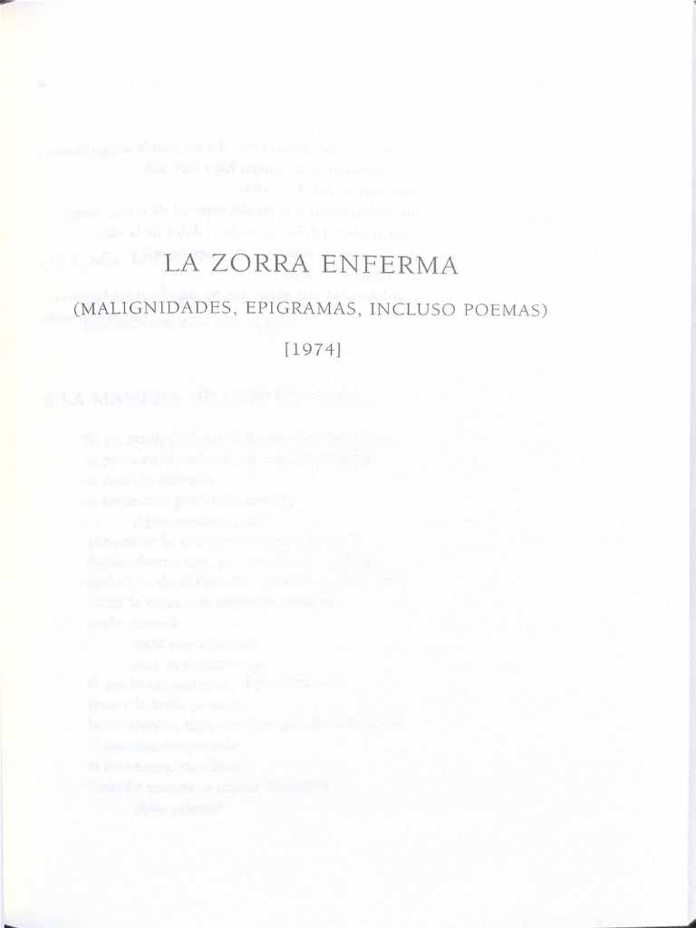 La Zorra Enferma - Eduardo Lizalde | PDF