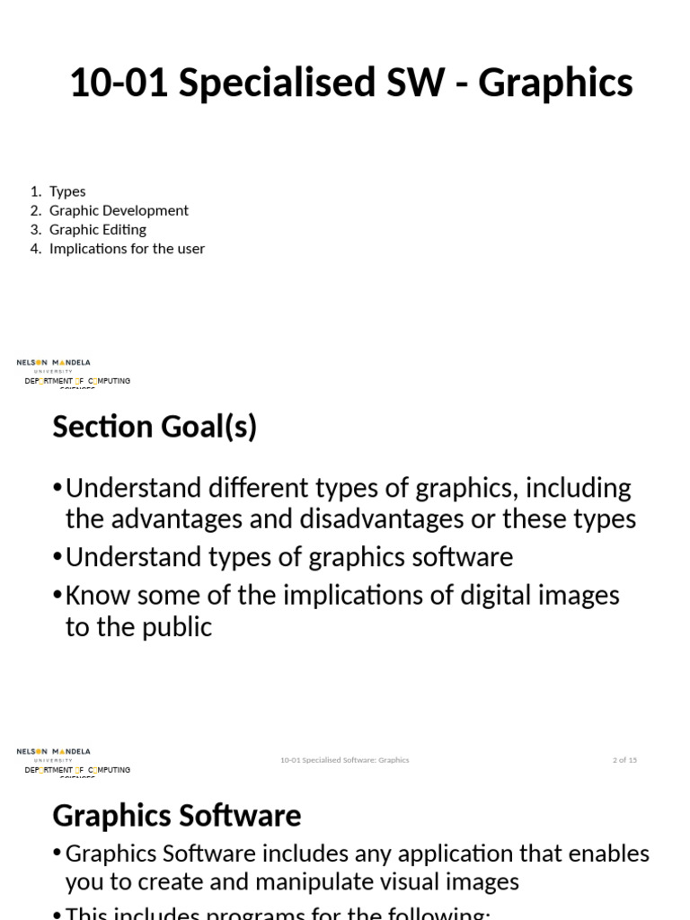 02-10-01 Specialised SW Graphics | PDF | Data Compression | Digital Signal Processing