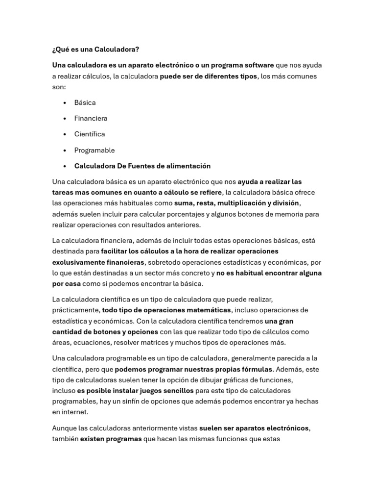 Calculadora: software y hardware explicados | PDF | Calculadora | Interés