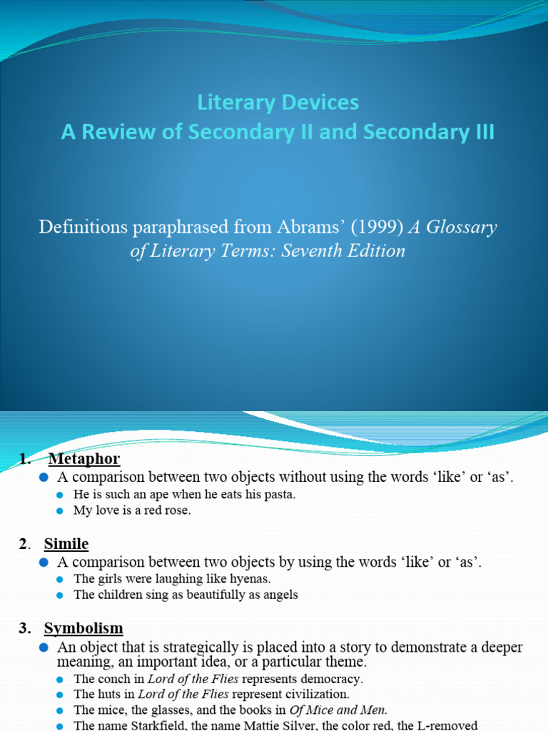 Literary Devices PowerPoint | PDF | Tragedy | The Picture Of Dorian Gray