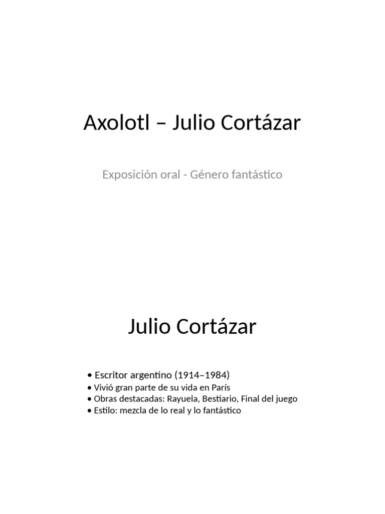 Axolotl: Fantasía y Identidad en Cortázar | PDF