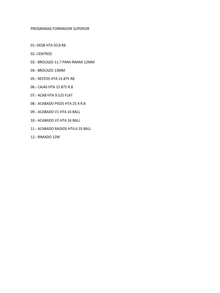 Programas Formador Superior | PDF