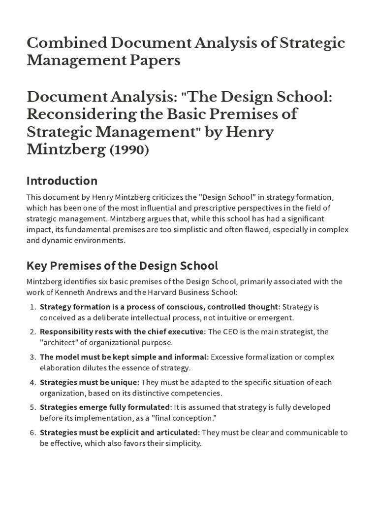 Combined Document Analysis of Strategic Management Papers | PDF ...