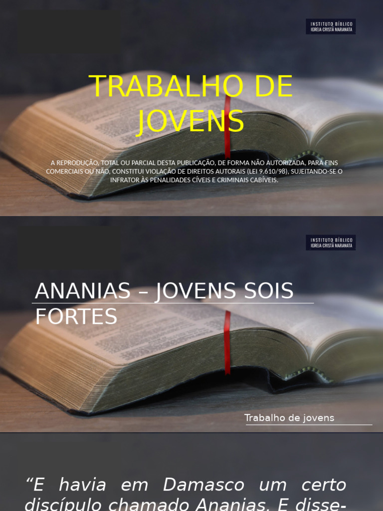 Slide Aula 4 - Jovens - Setembro - Ananias - Jovens Sois | PDF