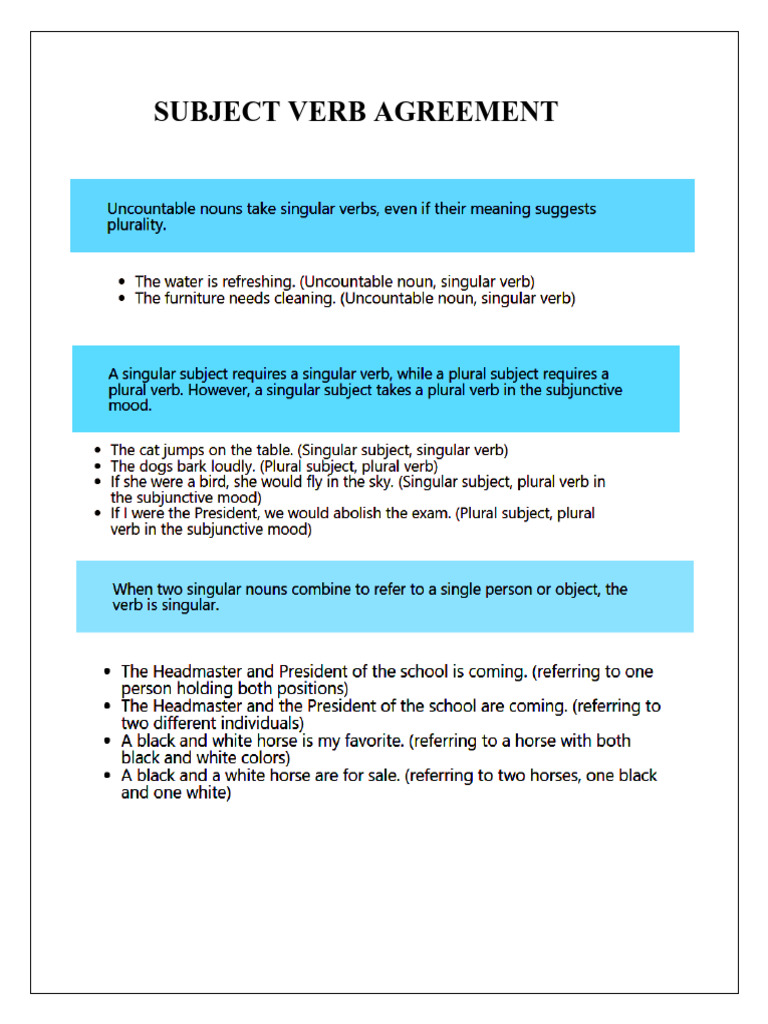 Subject-Verb Agreement Worksheet | PDF
