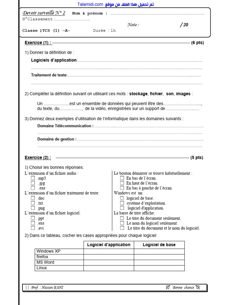 Exercice d'informatique et logiciels | PDF | Logiciel système ...