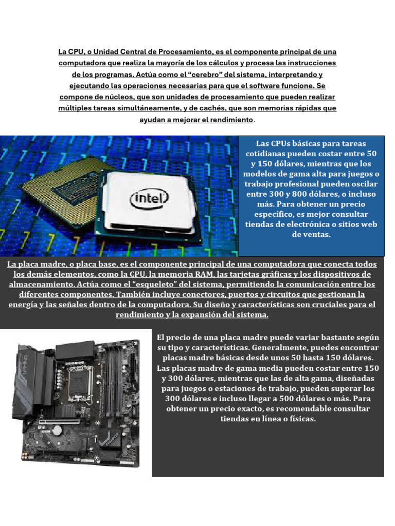 Componentes de PC y sus precios | PDF | Hardware de la computadora ...