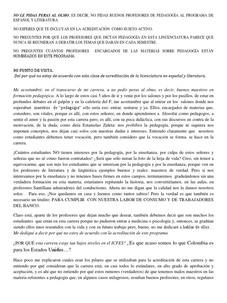 No Le Pidas Peras Al Olmo | PDF | Pedagogía | Verdad