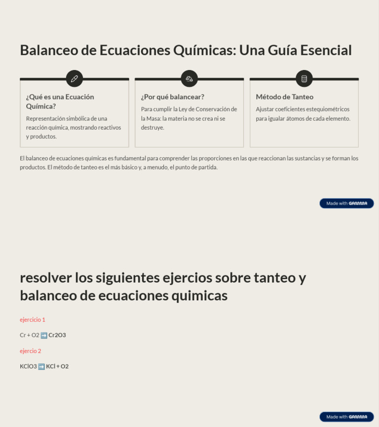 Balanceo de Ecuaciones Quimicas Una Guia Esencial | PDF