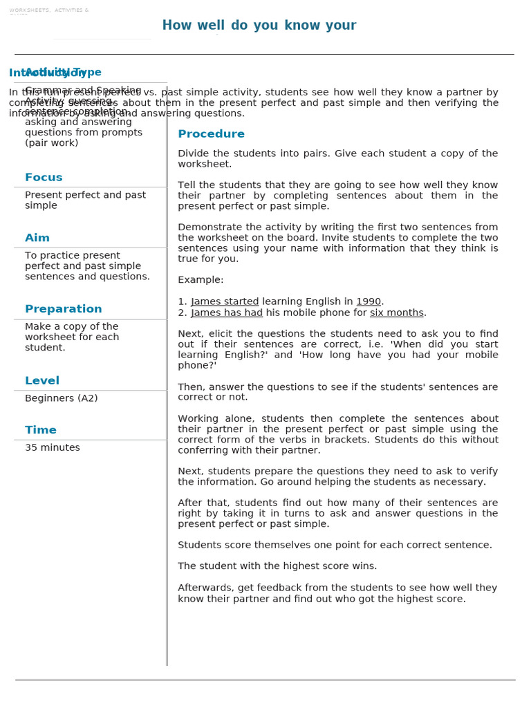 How Well Do You Know Your Partner | PDF | English Language | Syntax