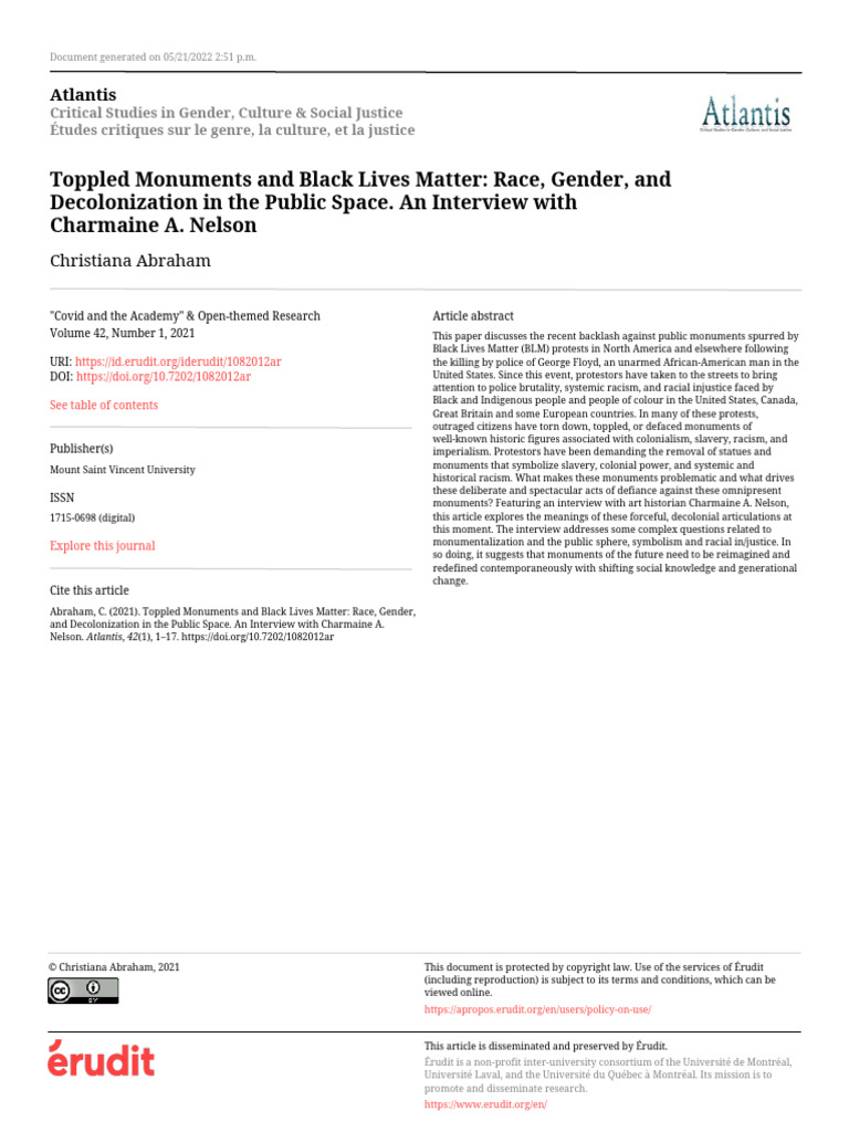 Monuments, BLM, and Decolonization Insights | PDF | Black Lives Matter