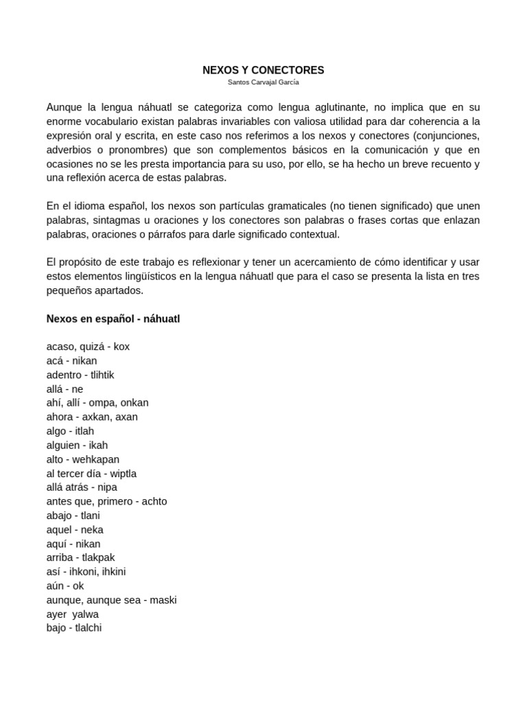 Nexos y Conectores Esp-Náh | PDF | Semántica | Tipología Lingüística
