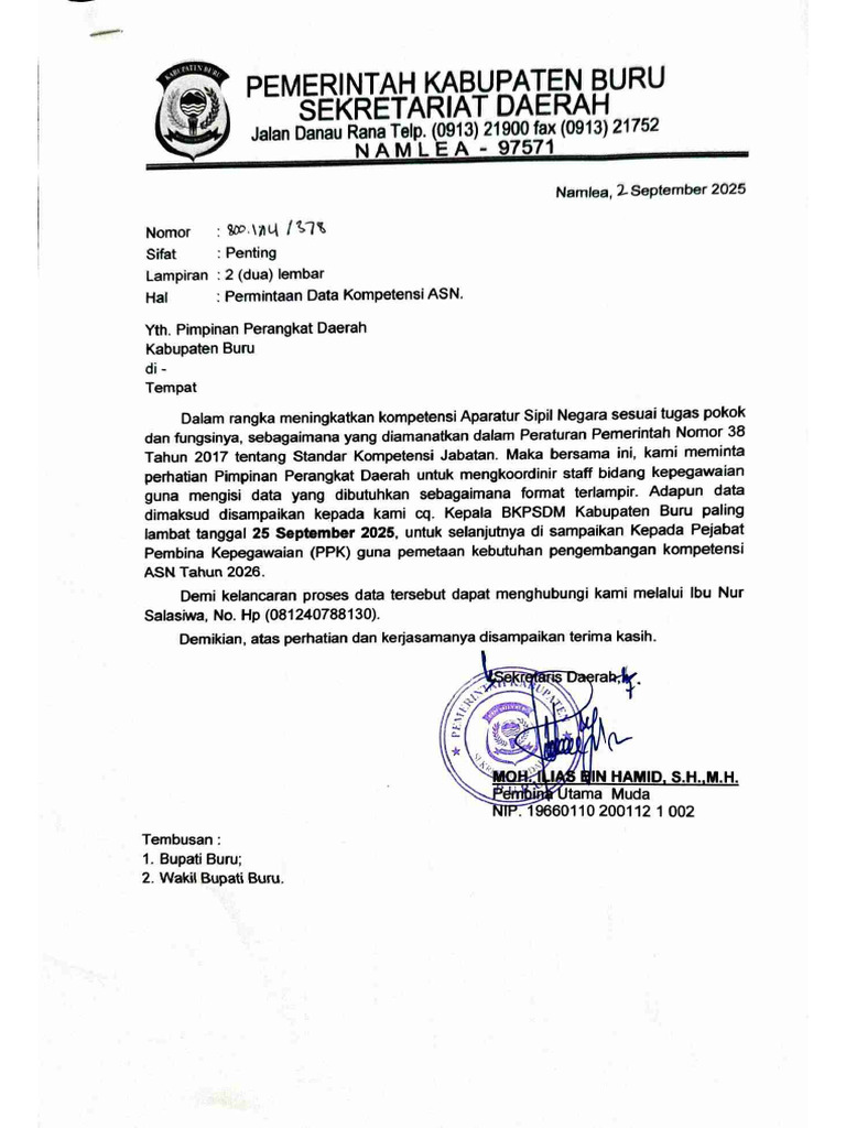 Permintaan Data Kompetensi ASN | PDF