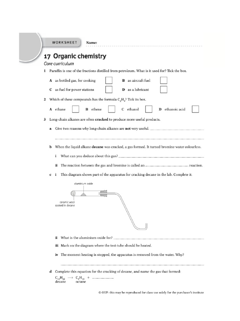 Organic Chemistry Revision Sheet | PDF