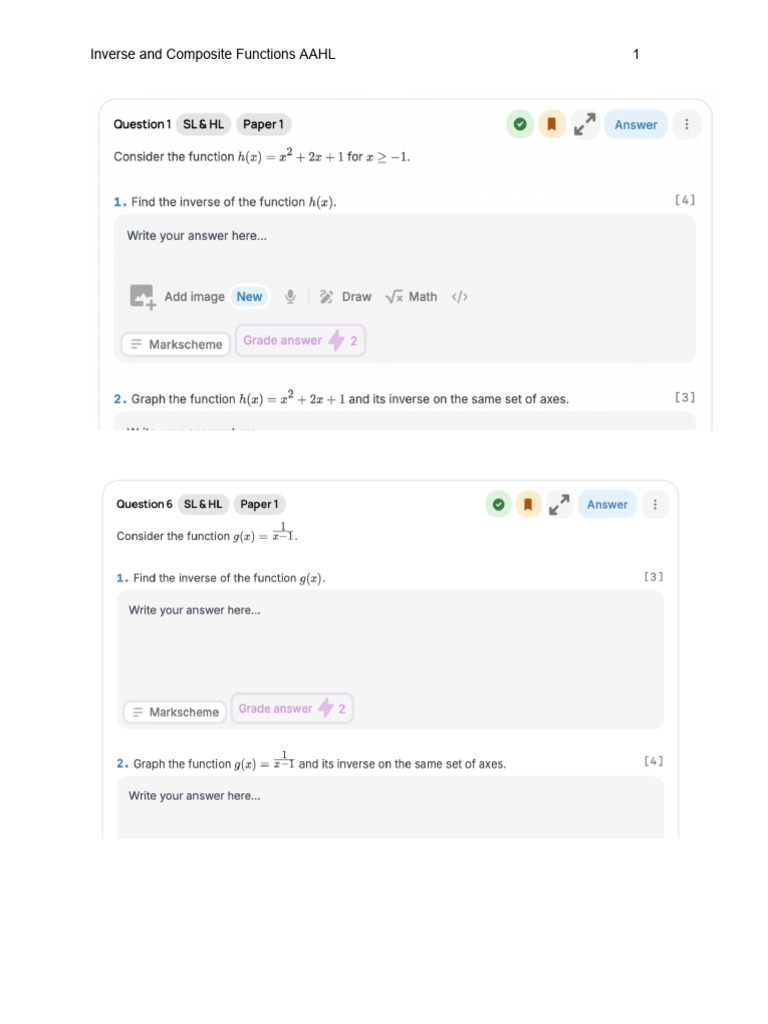 Inverse and Composite Functions AAHL | PDF