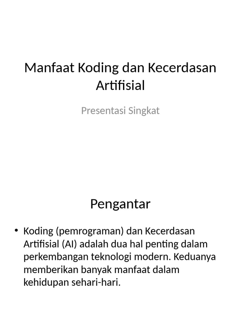 Manfaat Koding Dan AI | PDF