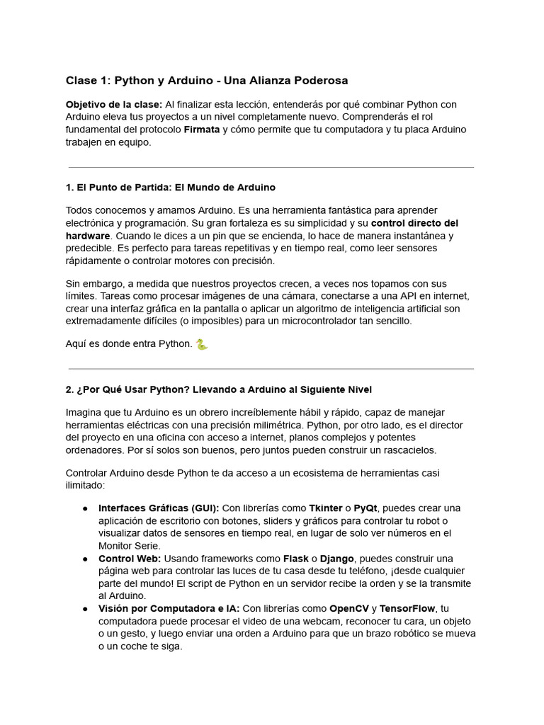 Clase 1 - Python y Arduino - Una Alianza Poderosa | PDF | Arduino ...