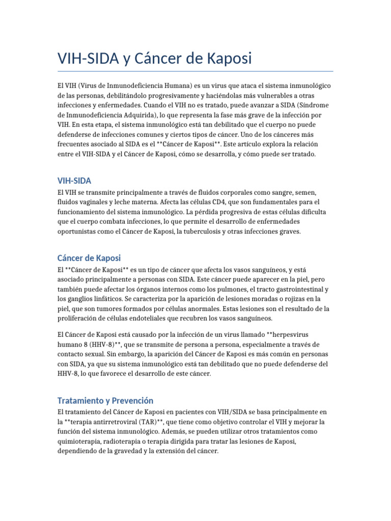 VIH SIDA y Cancer de Kaposi | PDF | VIH / SIDA | VIH