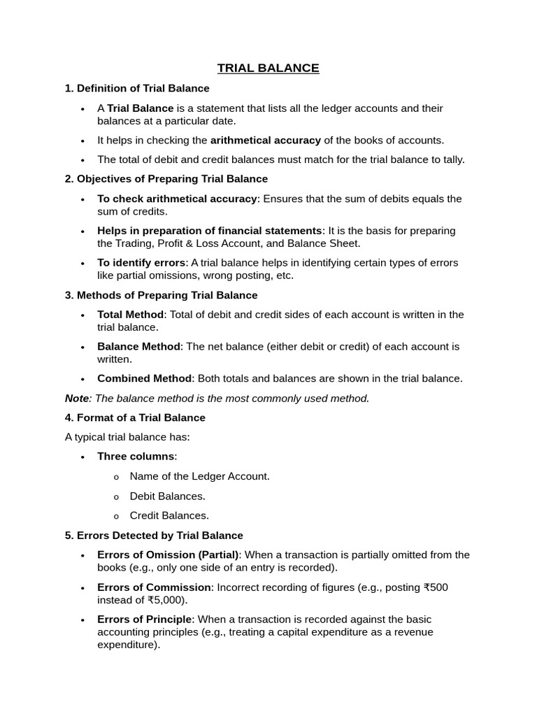 Understanding Trial Balance and Error Rectification | PDF | Debits And ...