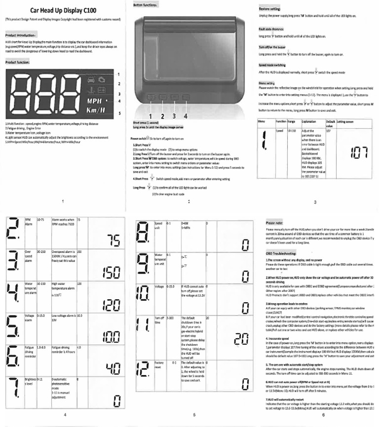 User Manual Car Hud Pdf