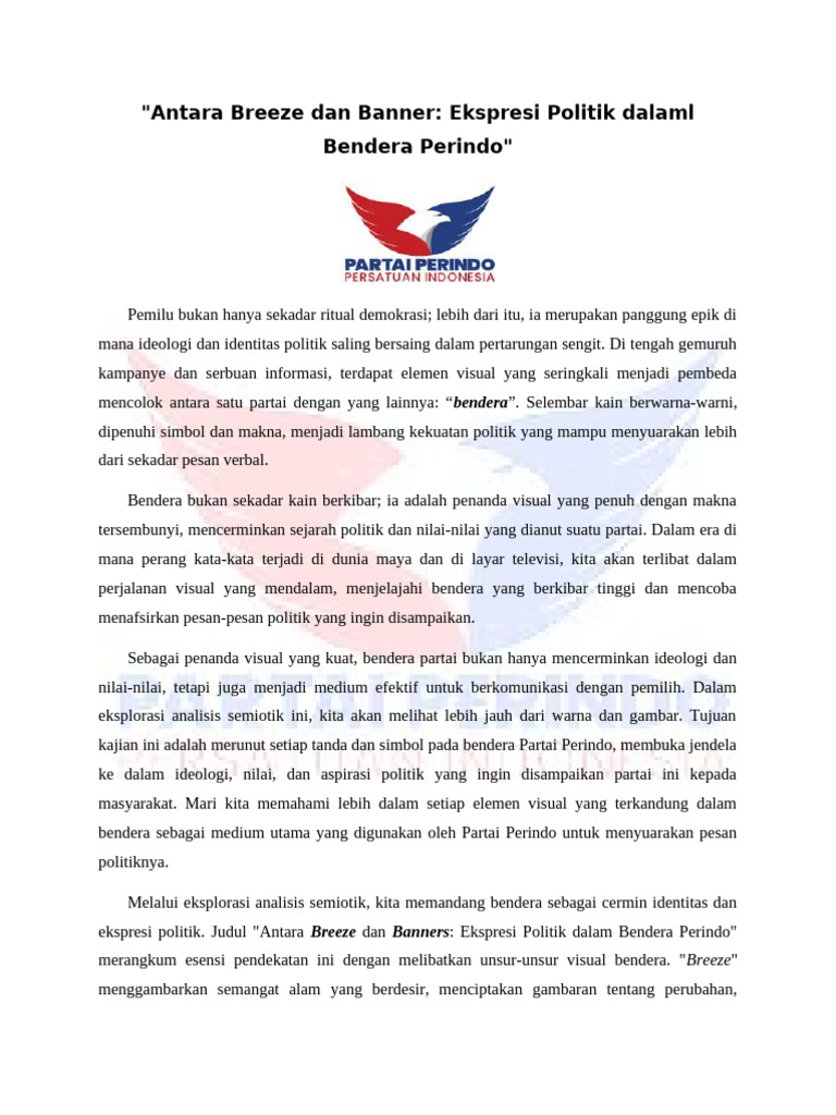 Ekspresi Politik Bendera Perindo | PDF