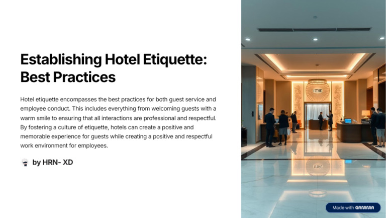 Establishing Hotel Etiquette Best Practices | PDF