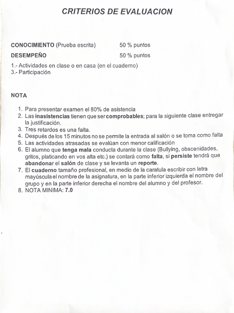Criterios de Evaluacion | PDF