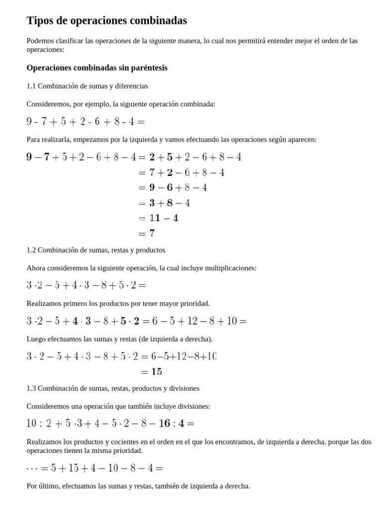 Tipos de Operaciones Combinadas | PDF