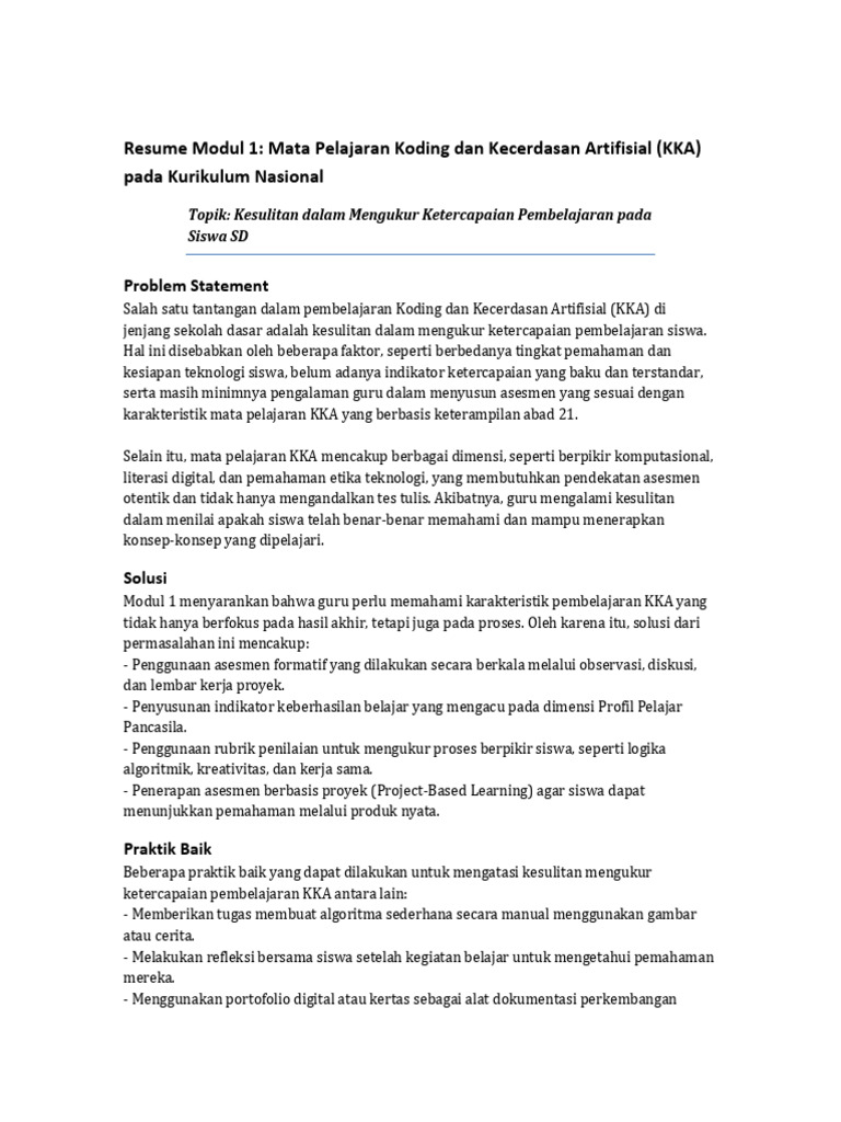 Resume Modul 1 KKA | PDF