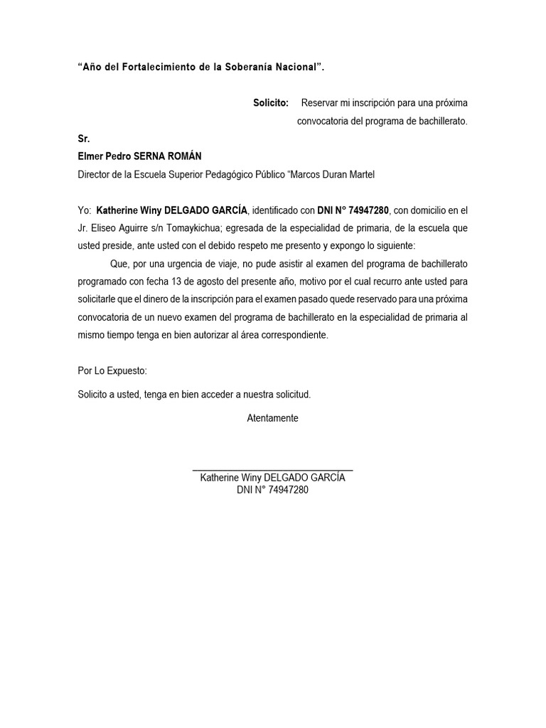 Modelo de Solicitud | PDF