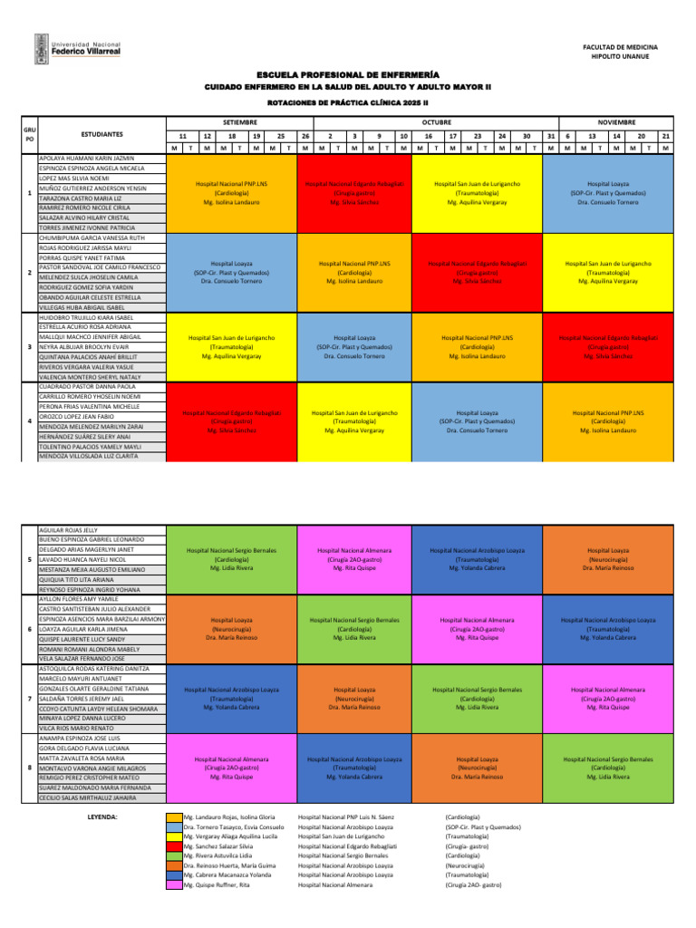 Rotaciones de Practica 2025-II Cesayam II | PDF | Especialidades ...