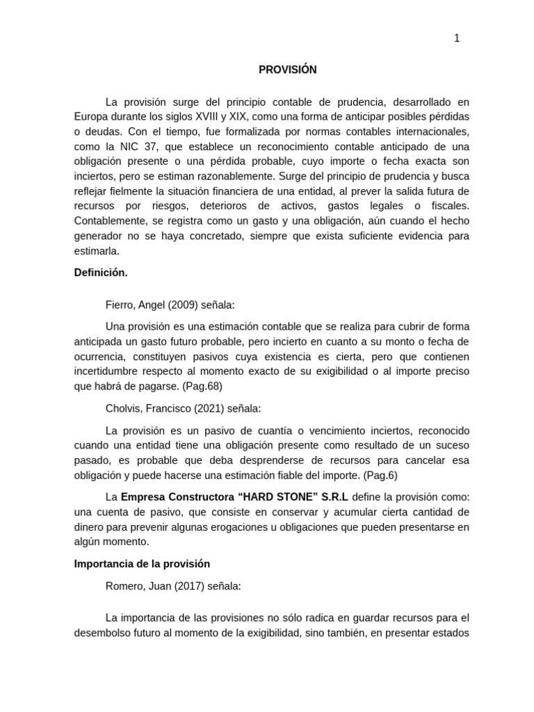 Provisión Contable: Definición y Métodos | PDF | Activo intangible ...