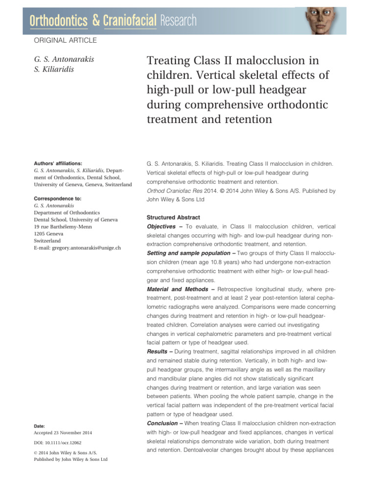 Treating Class II Malocclusion in Children. Vertical Skeletal Effects ...