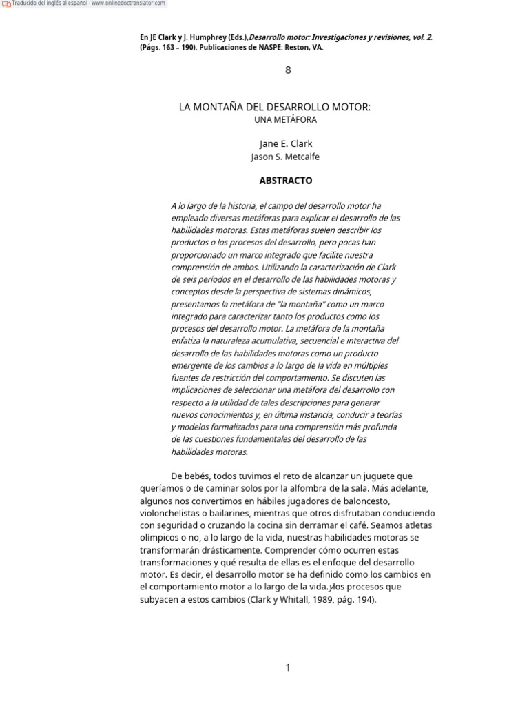 4.3 Clark y Metcalfe (2002) - The Mountain of Motor Development. A ...