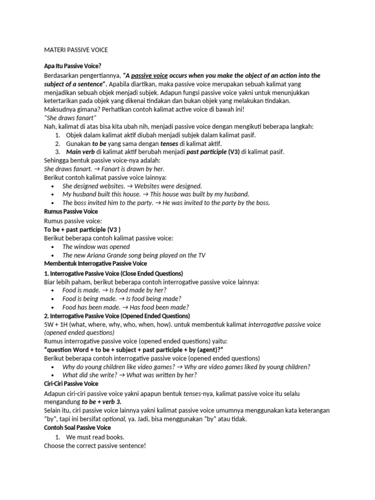 Materi Passive Voice | PDF | Verb | Syntax