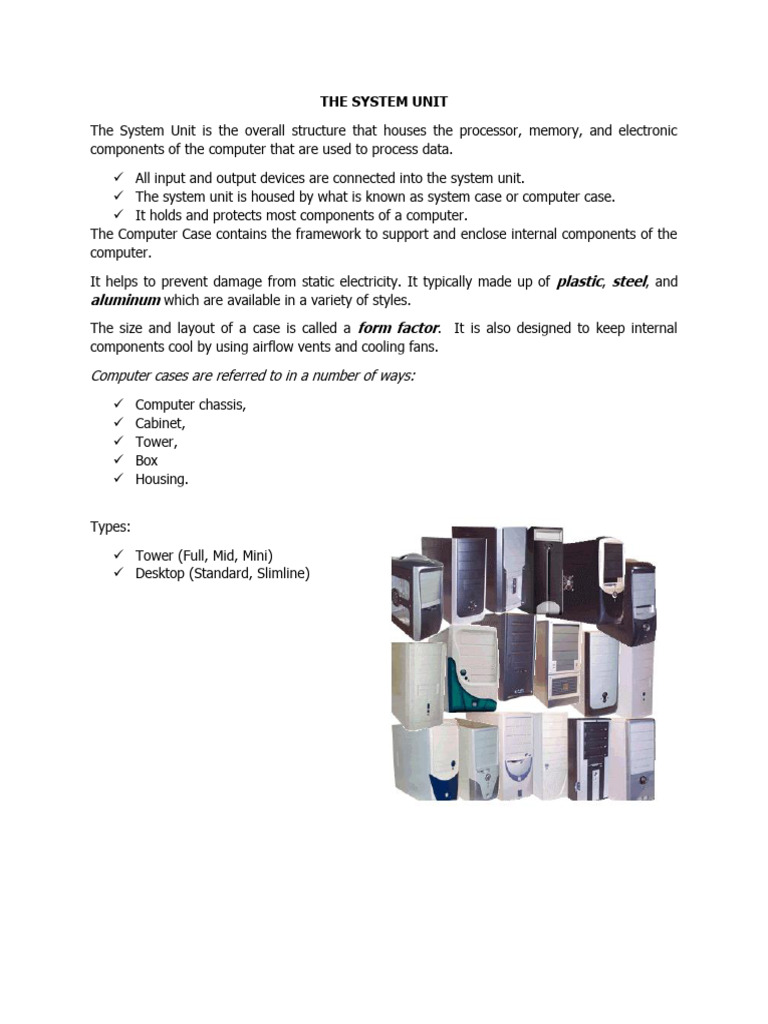 LESSON 1 (Part 3) - The System Unit | PDF | Integrated Circuit | Central Processing Unit