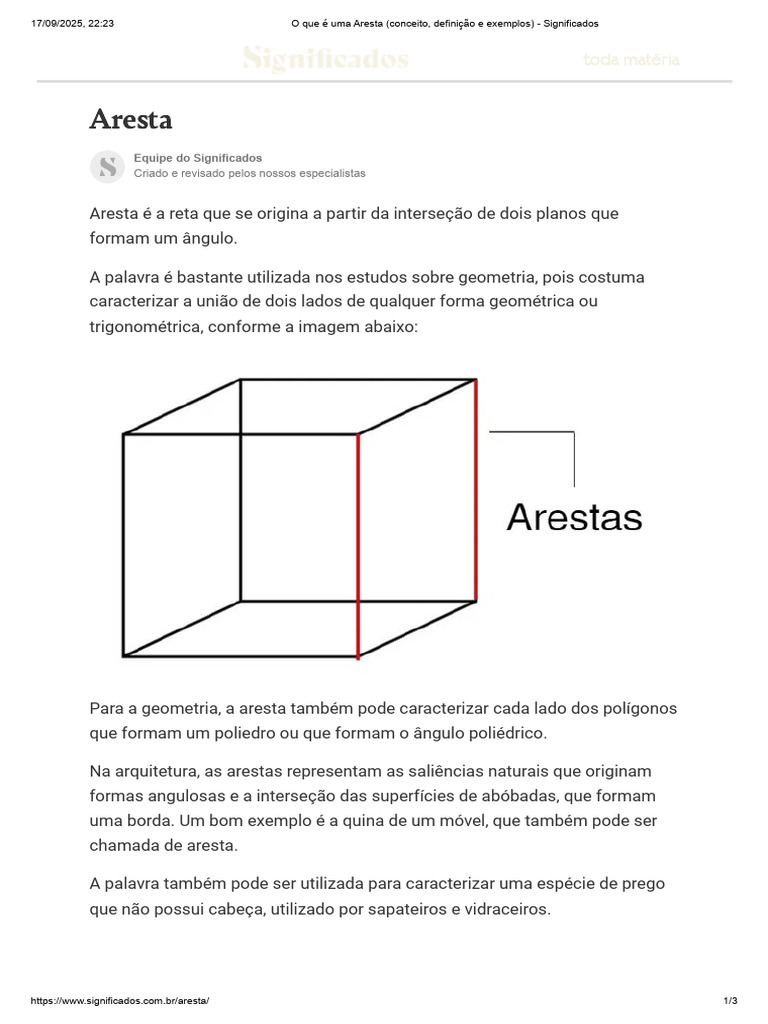 O que é uma Aresta (conceito, definição e exemplos) - Significados ...