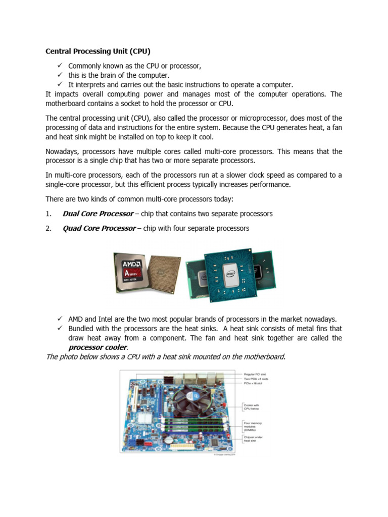 LESSON 1 (Part 4) - The System Unit (CPU, Memory, Expansion Card, Storage) | PDF | Random Access ...