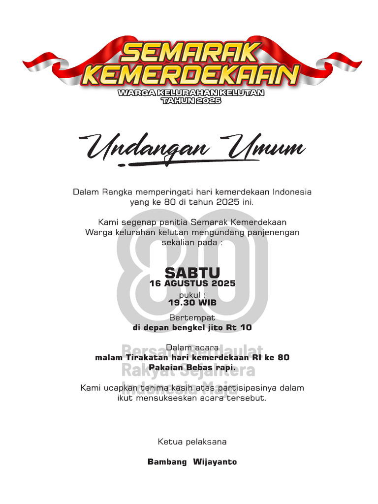 Undangan Agustusan Kelutan | PDF